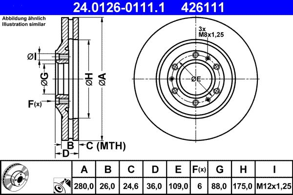Kočioni disk ATE 24.0126-0111.1