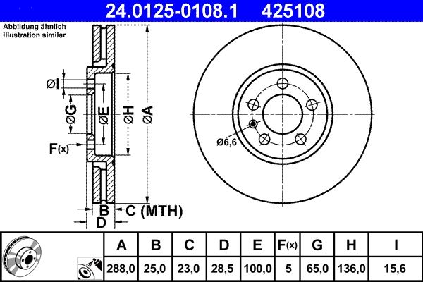 Kočioni disk ATE 24.0125-0108.1