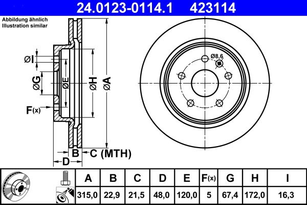 Kočioni disk ATE 24.0123-0114.1