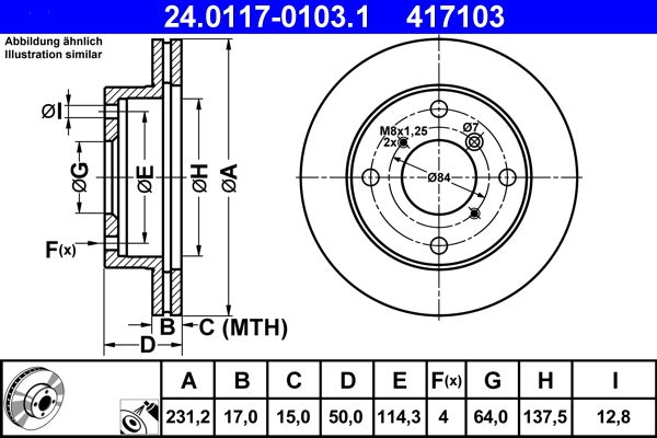 Kočioni disk ATE 24.0117-0103.1