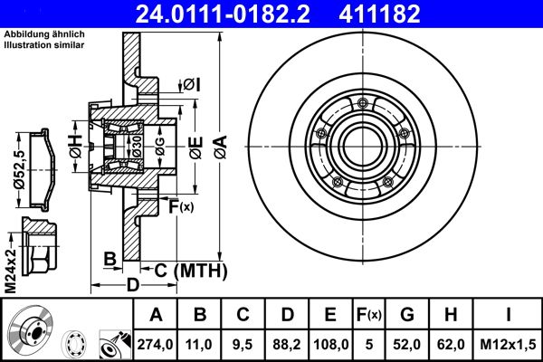Kočioni disk ATE 24.0111-0182.2