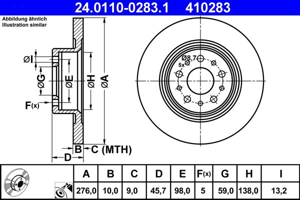Kočioni disk ATE 24.0110-0283.1
