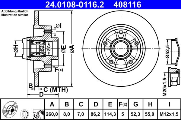 Kočioni disk ATE 24.0108-0116.2