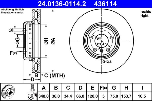 Kočioni disk ATE 24.0136-0114.2