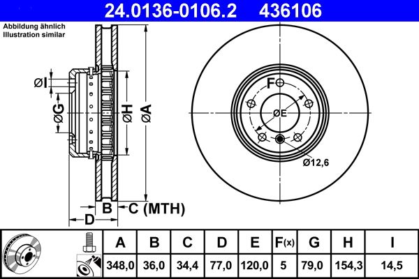 Kočioni disk ATE 24.0136-0106.2