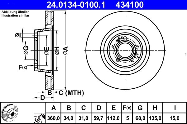 Kočioni disk ATE 24.0134-0100.1