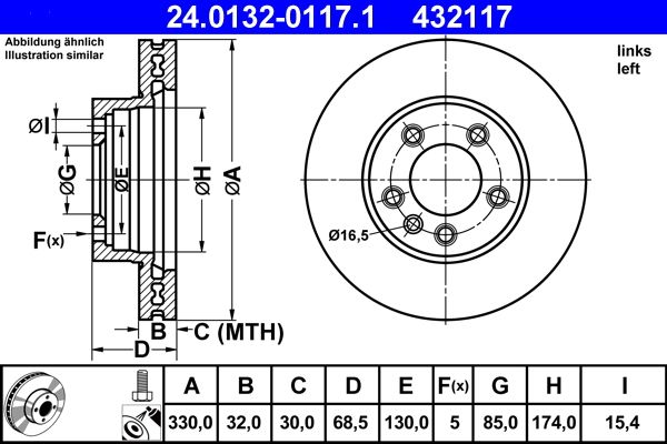 Kočioni disk ATE 24.0132-0117.1