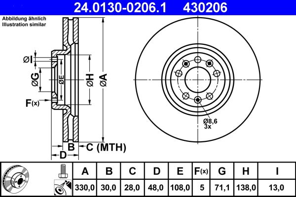 Kočioni disk ATE 24.0130-0206.1