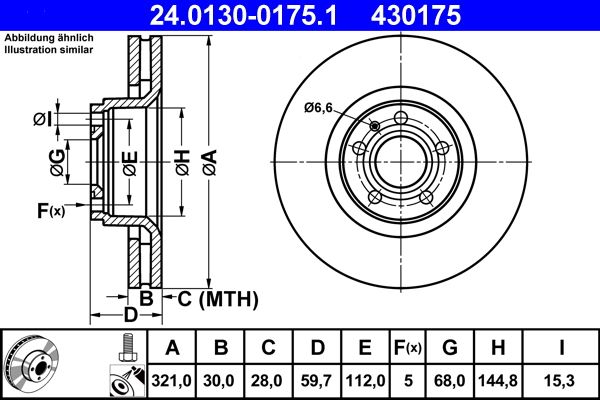 Kočioni disk ATE 24.0130-0175.1