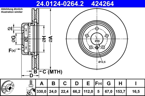 Kočioni disk ATE 24.0124-0264.2