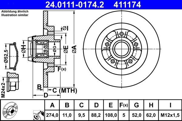 Kočioni disk ATE 24.0111-0174.2