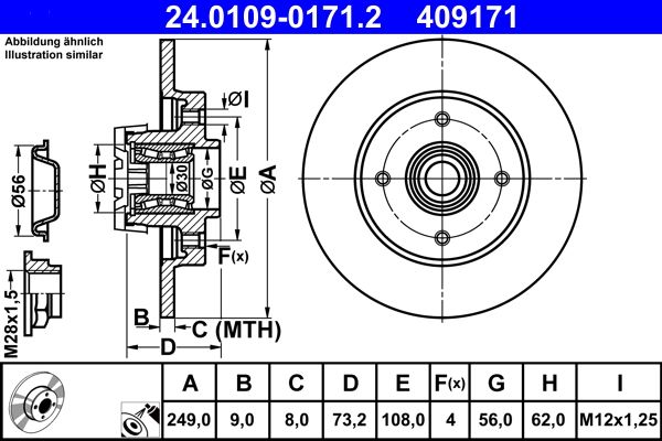 Kočioni disk ATE 24.0109-0171.2