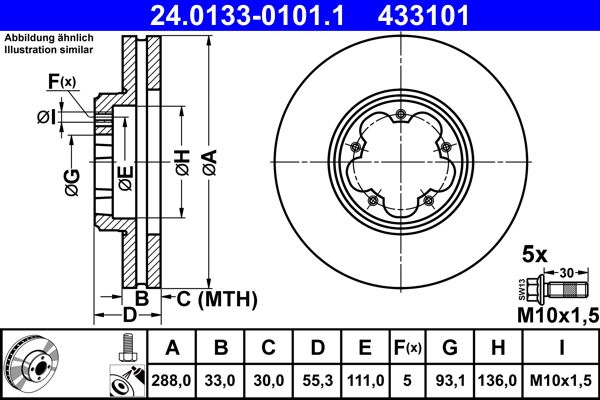 Kočioni disk ATE 24.0133-0101.1