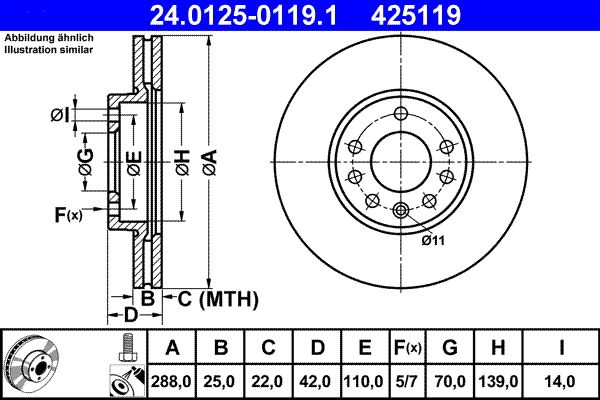 Kočioni disk ATE 24.0125-0119.1