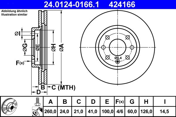 Kočioni disk ATE 24.0124-0166.1