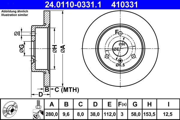 Kočioni disk ATE 24.0110-0331.1