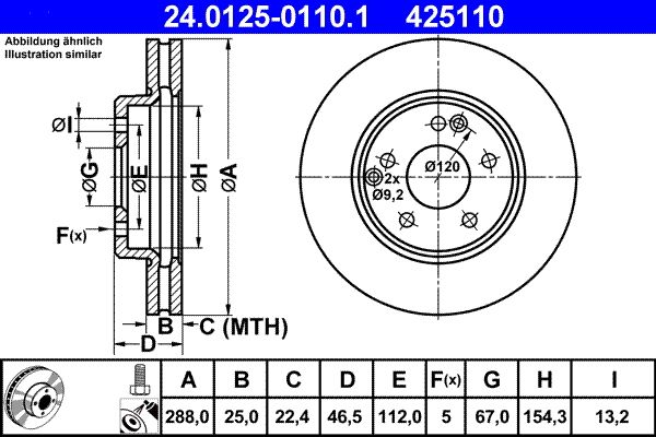 Kočioni disk ATE 24.0125-0110.1