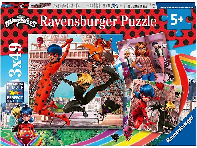 Puzzle slagalice za decu 3x49 delova Miraculous Ravensburger 05189