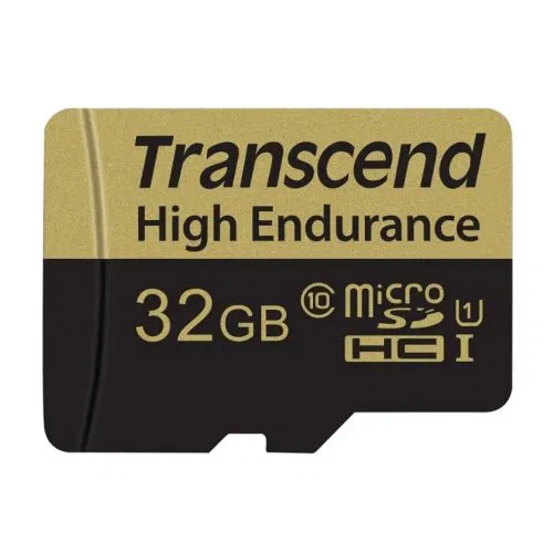 Transcend 32GB microSD, UHS-I U1 Class 10 High Endurance, Read/Write up to 95/25 MB/s, Video Recording, TS32GUSDHC10V