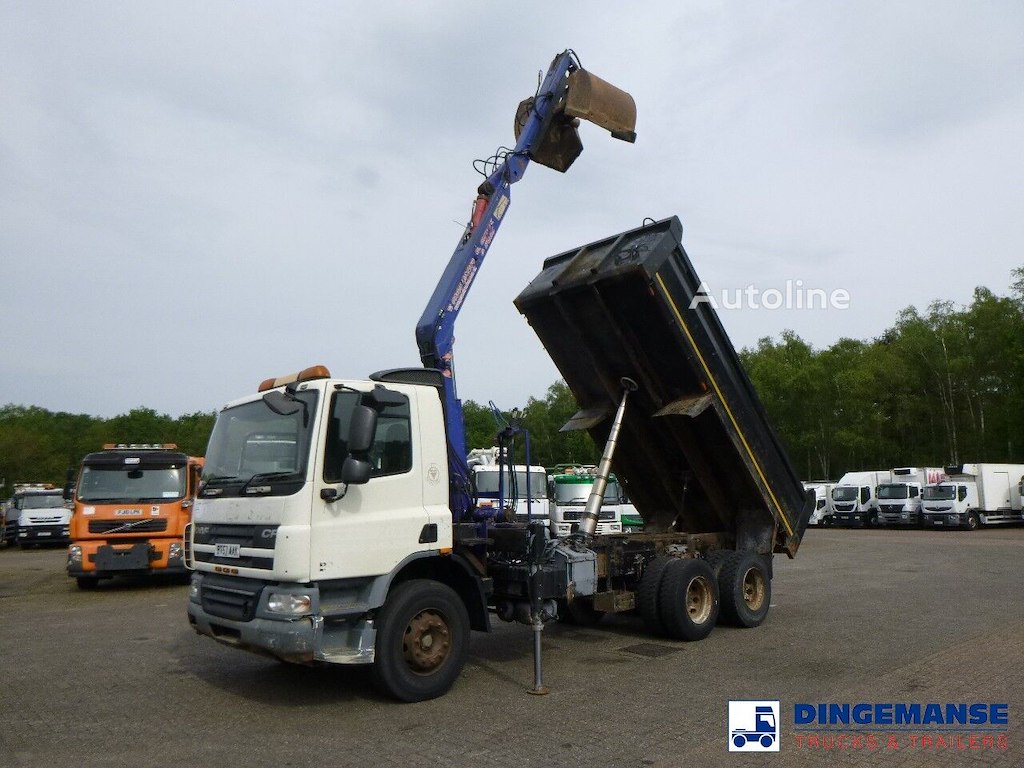 DAF CF 75.310 6x4 RHD tipper + HMF 1144 K-1 + grapple kiper