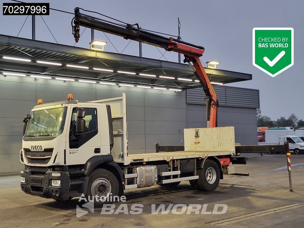 IVECO Stralis 310 Stralis 4X2 Palfinger PK 14002-EH Crane Steelsuspens kamion s ravnom platformom