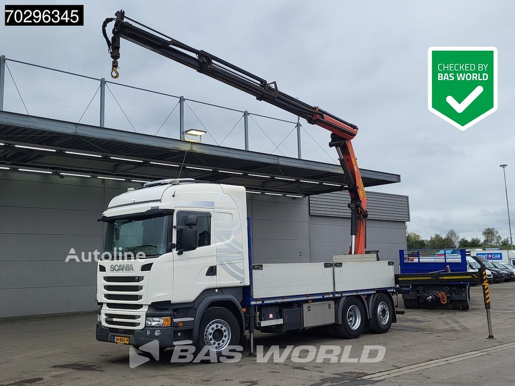 Scania R410 R 6X2 NL-Truck Palfinger PK22002-EH Crane Kran Lift+Steerin kamion s ravnom platformom