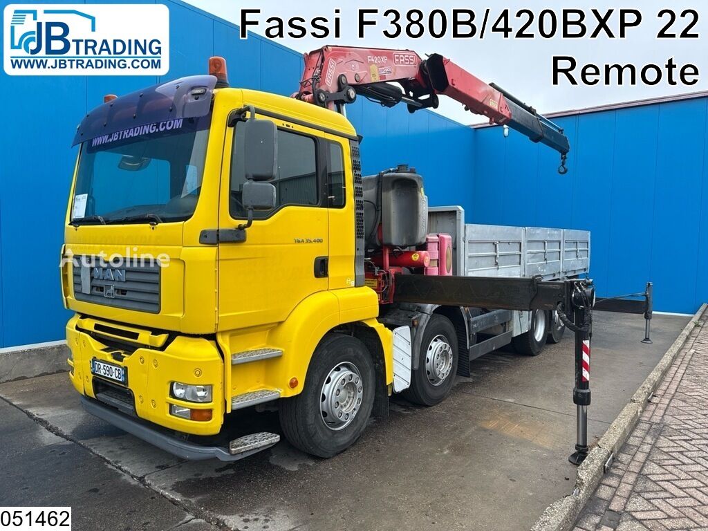 MAN TGA 35 400 8x2, Handgeschakeld, Fassi, Remote kamion s ravnom platformom