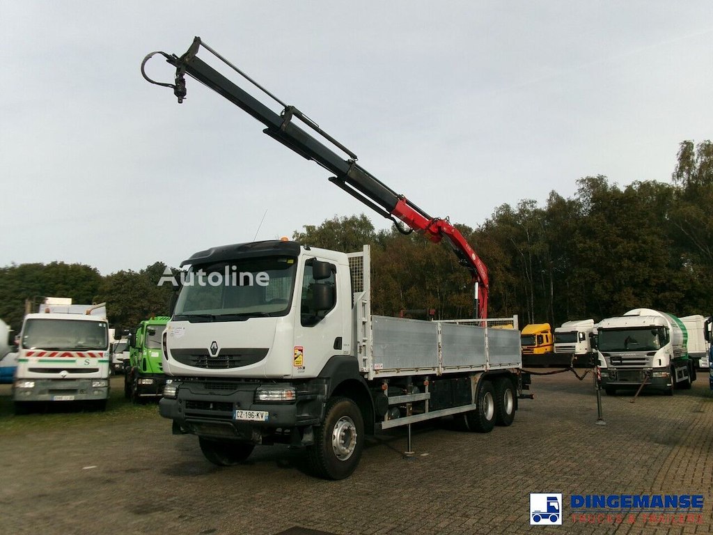 Renault Kerax 380 dxi 6x4 + Fassi F215A.0.23 kamion s ravnom platformom