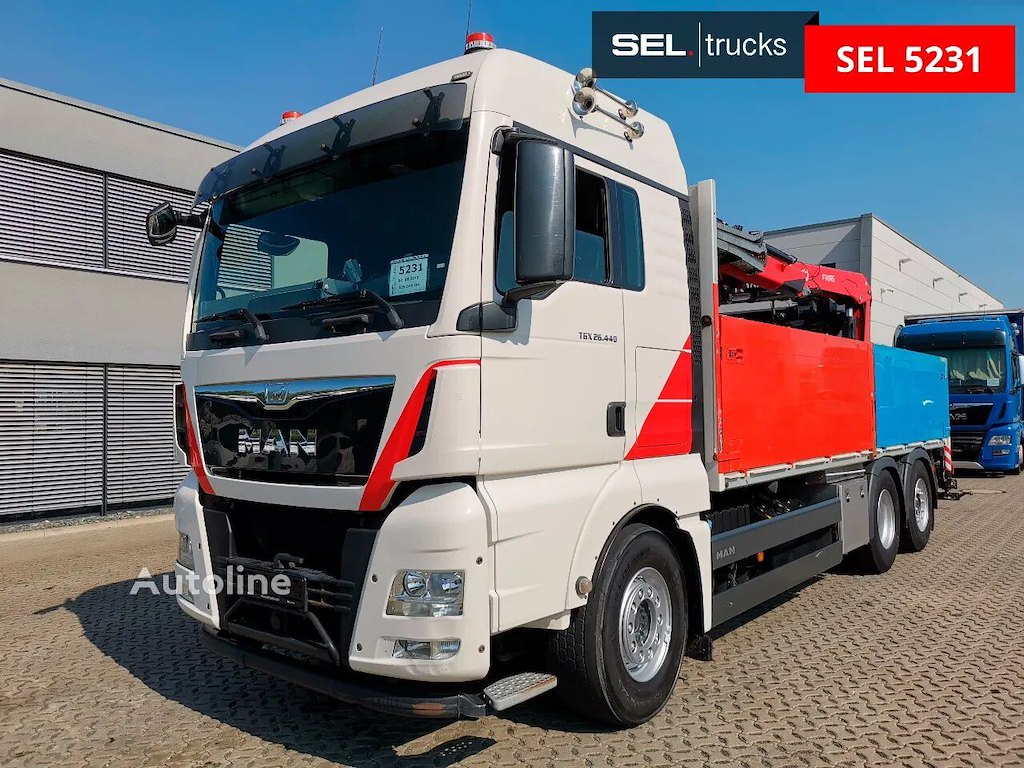 MAN TGX 26.440 6X2-4 BL LKW FASSI F195AS.22 / ZF Intarder / Navi / L kamion s ravnom platformom