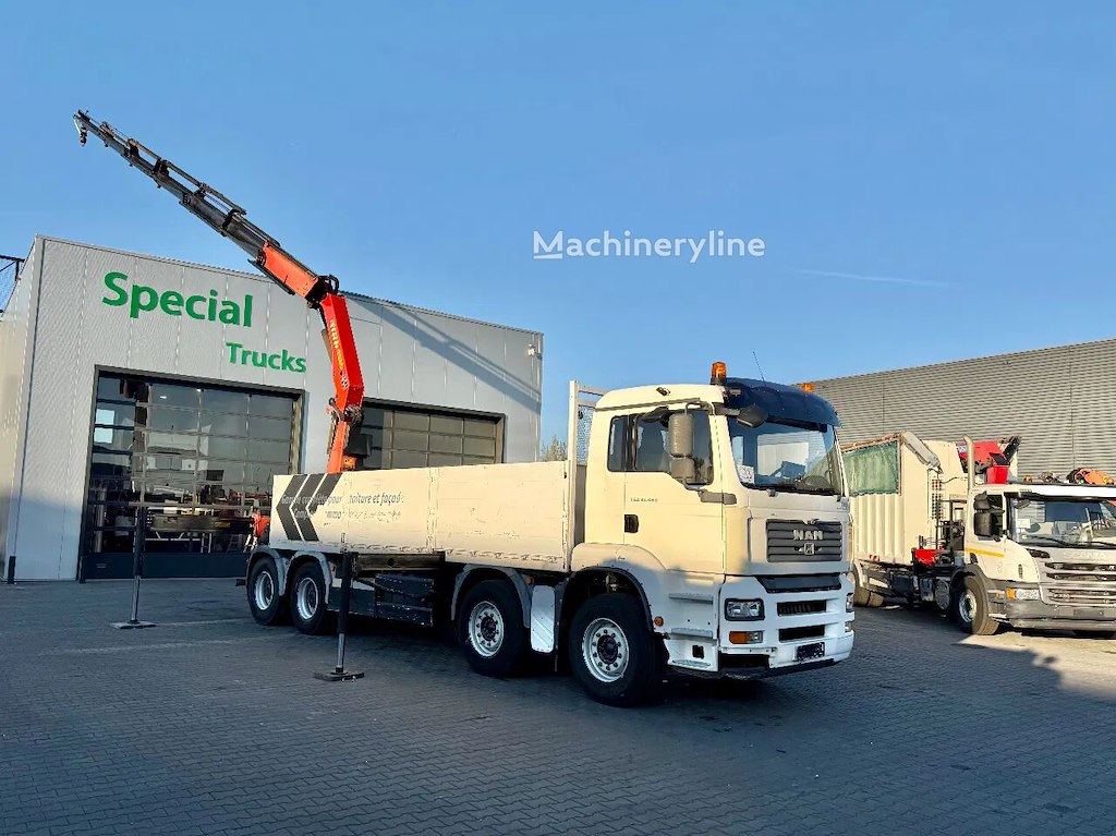 MAN TGS 41.480 8x4 BB + Palfinger PK29002 E kamion s ravnom platformom