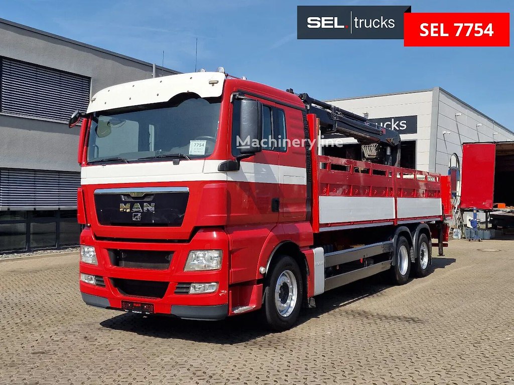 MAN TGX 26.400 6x2-2 BL Intarder / HIAB 166K PRO / Lenkachse / Lifta kamion s ravnom platformom