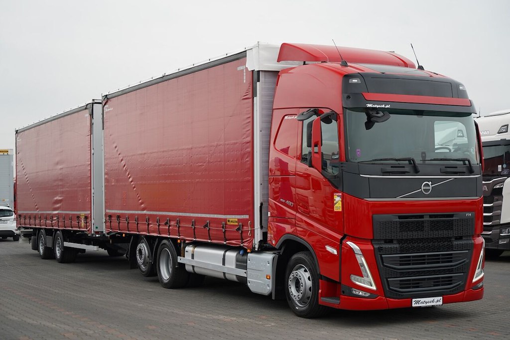 Volvo FH 460 / ZESTAW TANDEM / 120 M3 / PRZEJAZDOWY / I-SAVE / I-PARK kamion sa klizna zavesa cerada + prikolica sa kliznom ceradom