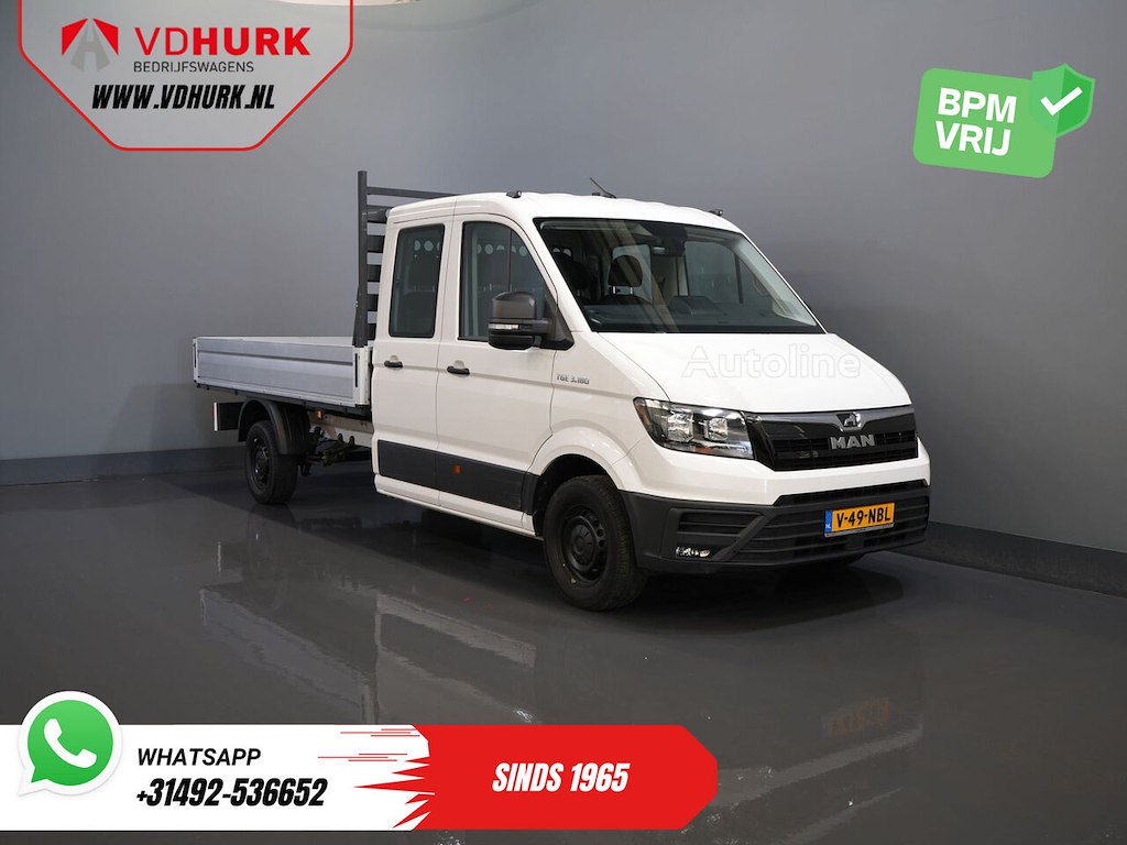 MAN TGE 3.180 DSG Aut. DC Dubbel Cabine BPM VRIJ! Open Laadbak 350x2 kamion s ravnom platformom < 3.5t