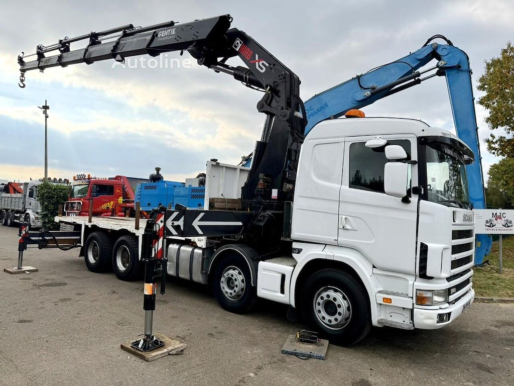 Scania 114C-380 8x4 + CRANE HIAB 700 E-5 - PLATFORM 6m80 + TWISTLOCKS - kamion platforma