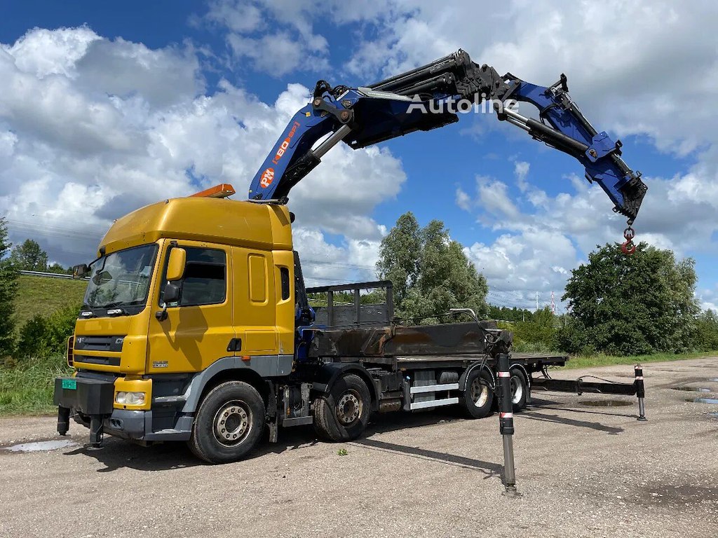 DAF CF 85.410 PM 80 crane laadkraan met jib en frontstempels kamion platforma