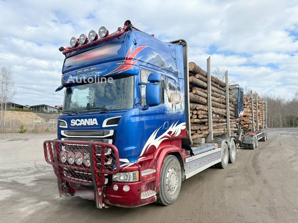 Scania R 730 kamion za prevoz drva + šumarska prikolica