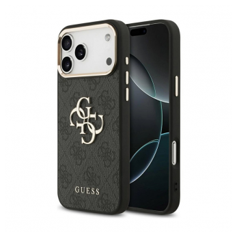 Maska Guess 4G Metal Logo Gold Frame za iPhone 17 Pro Max crna