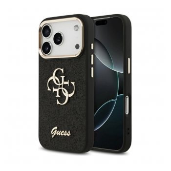Maska Guess Fixed Glitter Big 4G Metal Frame Case za iPhone 17 Pro crna