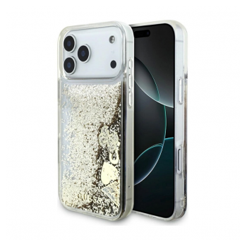 Maska Guess Liq. Glitter 4 Charms za iPhone 17 Pro Max zlatna