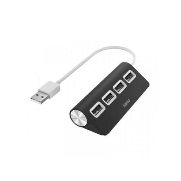 HAMA USB 2.0 HUB 1:4, 480 Mbit/S, Crni, 200119