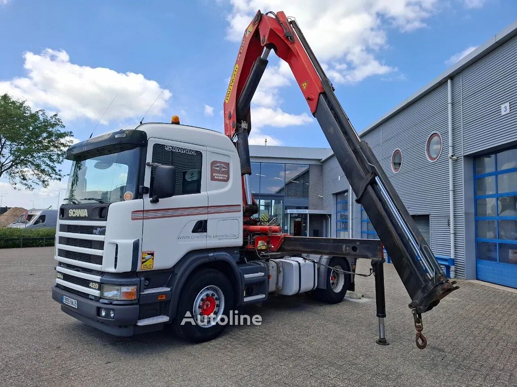 Scania 124G-420 / RETARDER / PALFINGER PK32080 / DOUBLE TANK / AIRCO / tegljač