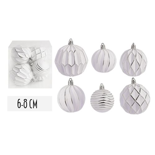 Lilium Kugle set/6 6-8 cm belo/ srebrne 50380