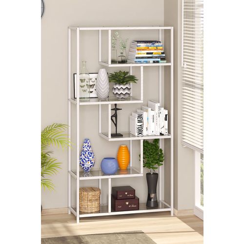By-30 - White, Transparent White Tranparent Bookshelf