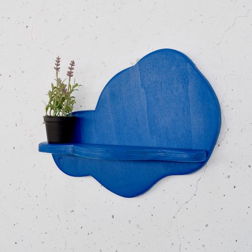 Meh223 Blue Decorative Wooden Wall Shelf