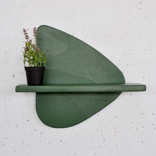 Meh227 Dark Green Decorative Wooden Wall Shelf