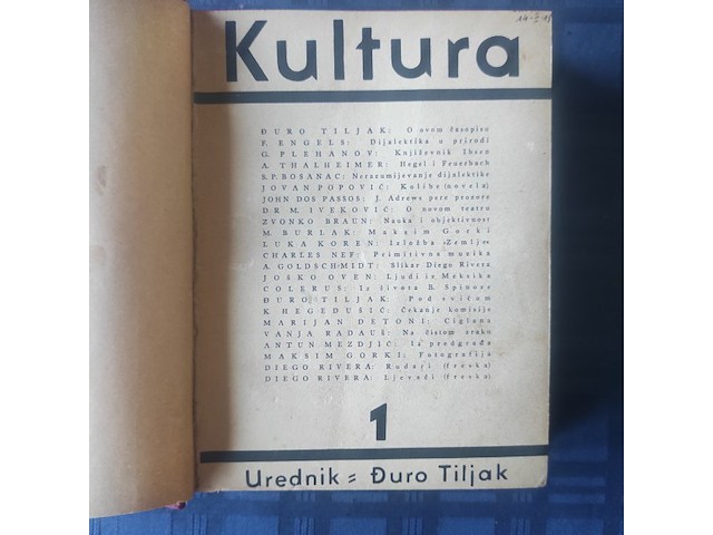 Kultura, časopis 1-6   1933.g  RRRR