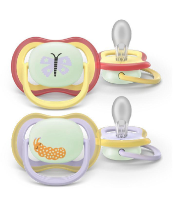 Avent Ultra Air noćne varalice za devojčice 0-6 meseci Butterfly&Caterpillar 2 komada - SCF376/25