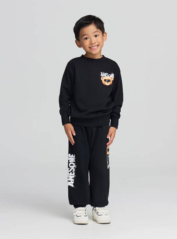 Duge sportske pantalone sa printom Crna