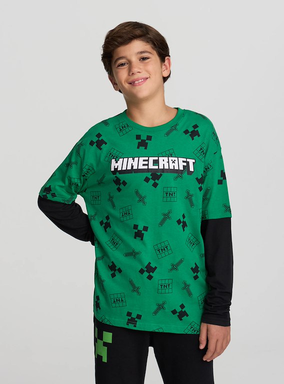 Majica sa Minecraft štampom Zelena