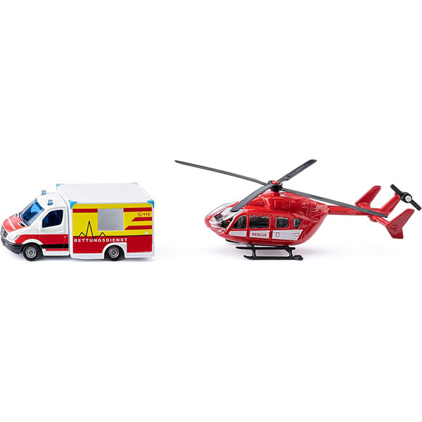 Siku Rescue Set, Rescue Helicopter and Ambulance Mercedes Benz 1748